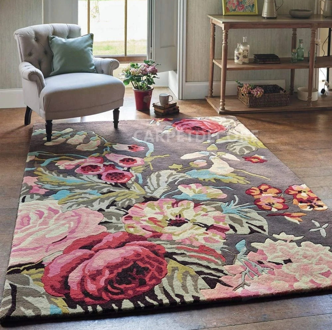 Handmade Tufted Pure Woolen Thick Geometrical Carpet (Multi) – Carpet ...